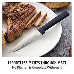 Rada Cutlery Serrated Steak Knife, W205/2, Black Handle, Pack of 2