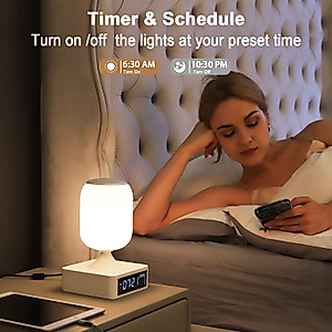 IVwarm Sleep Sound Machine Wake un Light,Smart Alarm Clock Sound Machine, Touch Control Nightstand Reading Light,APP Control Easy Setting Light with Dimmable Display and USB Charging Station