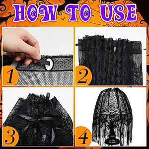 Baquler 4 Pcs Halloween Lamp Shade Cover Black Lace Lampshades Bat Skull Decorations for Halloween Party Supplies