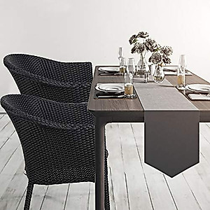 LUCKYERMORE Patio Dining Chairs All Weather Outdoor Garden Lawn Wicker Chair with Soft Cushion, Black