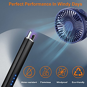 CARLWIN Electric Lighter, Rechargeable Candle Lighter, USB Lighter with Safe Button, Birthday Candles Sparklers, No Fuel Needed, Perfect for Grill Kitchen BBQ Camping (Black)