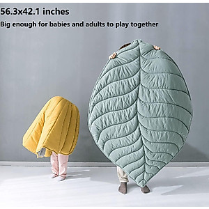 Large Cotton Leaf Baby Play Mat, Machine Washable Thick Play Mat for Baby Gift, Floor Tummy Time Baby Mat for Girls and Boys,Baby Play Mat Creeper Nursery Rug