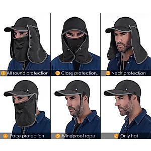 GADIEMKENSD Foldable Fishing Sun Hat with Neck Flap Face Cover UPF 50+ Sun Protection Quick Dry Baseball Cap Adjustment Covering Removable Legion Hat for Fishing Gardening Hiking Farming Blue
