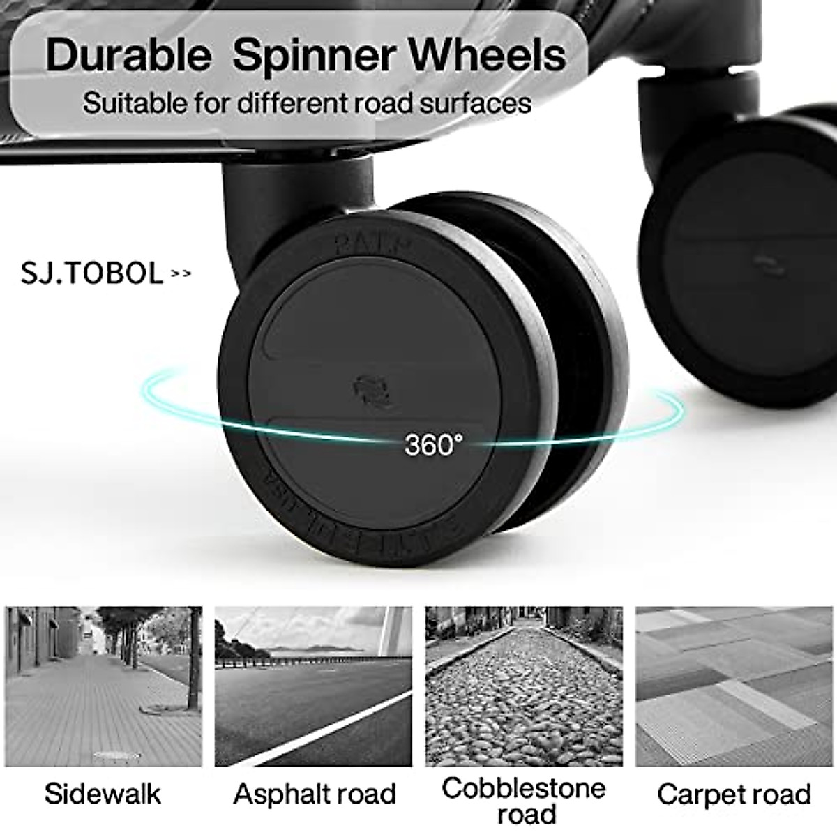 Hanke Luggage Sets 2 piece Carry On Luggage with Wheels PC Hard Shell Suitcases Lightweight Checked Tsa Luggage Large Travel Suitcase Woman Men 20/24 Inch(Jet Black)