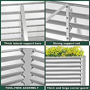 FRIZIONE 8x4x2ft Galvanized Metal Raised Garden Bed for Vegetables, Outdoor Garden Raised Planter Box, Backyard Patio Planter Raised Beds for Flowers, Herbs, Fruits