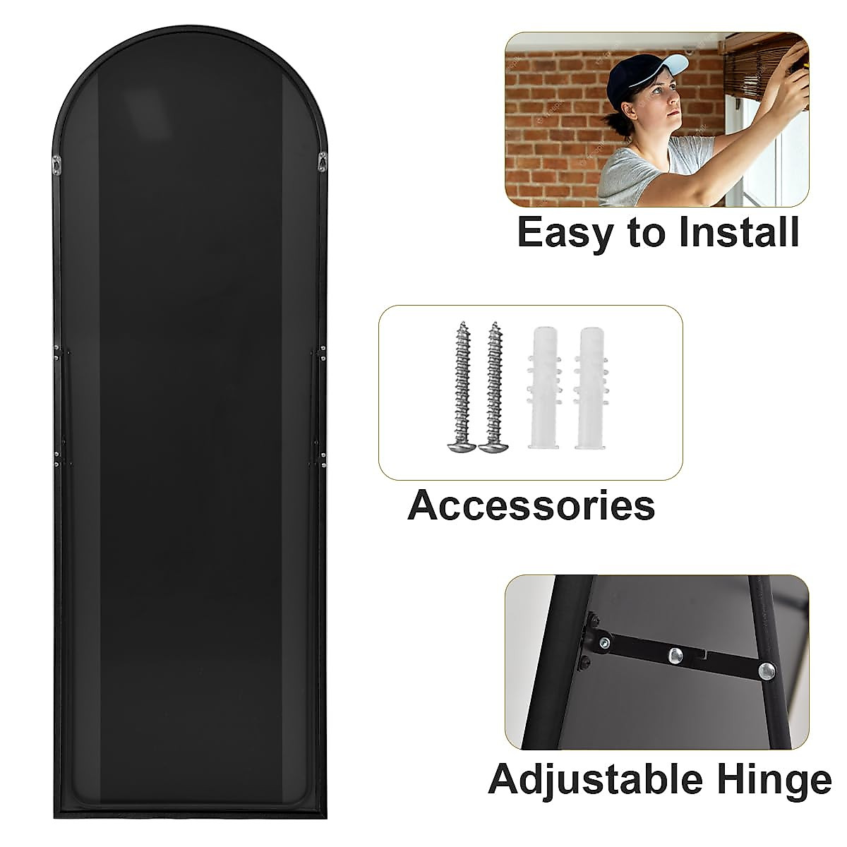 HARRITPURE 58"x18" Arched Full Length Mirror Free Standing Leaning Mirror Hanging Mounted Mirror Aluminum Frame Modern Simple Home Decor for Living Room Bedroom Cloakroom, Gold