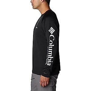 Columbia Men's Terminal Tackle Long Sleeve Fishing Shirt, Black/Cool Grey Logo, Large