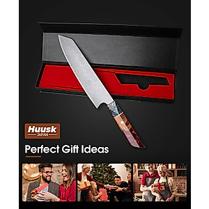 Huusk Damascus Chef Knife Bundle with Boning Knife for Meat Cutting