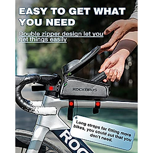 ROCKBROS Bike/Bicycle Phone Front Frame Bag, Waterproof, Tube Bag ,Cycling Pouch Compatible Phone Under 6.5”
