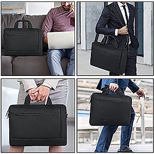 Laptop Bag 15.6 inch, Briefcase, Upgraded Durable Business Briefcase Gifts for Men Women, Waterproof Material Laptop Carry Case Classic Slim Mens Briefcase Messenger Bag for Notebook MacBook, Black
