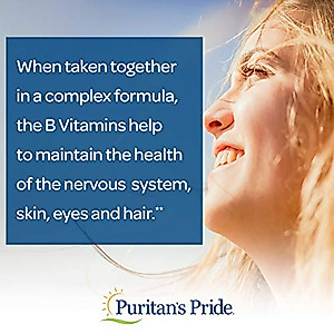 Puritan's Pride -100 Complex Timed Release Supports Energy Metabolism, Caplets, Vitamin B, 250 Count