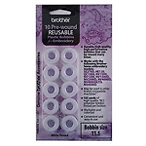 Brother PWB250 Prewound Embroidery Bobbin Thread 10 Piece, White