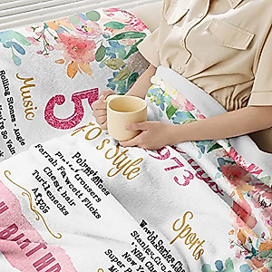 HAINANBOY 50th Birthday Gifts for Women with Box, 50th Birthday Decoration Blanket Birthday Gift for 50 Year Old Women, 1963 50th Birthday Gifts Ideas
