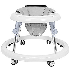 HARPPA Foldable Baby Walker, Sit to Stand Activity Center with Wheels, Seat and Height Adjustable (White)