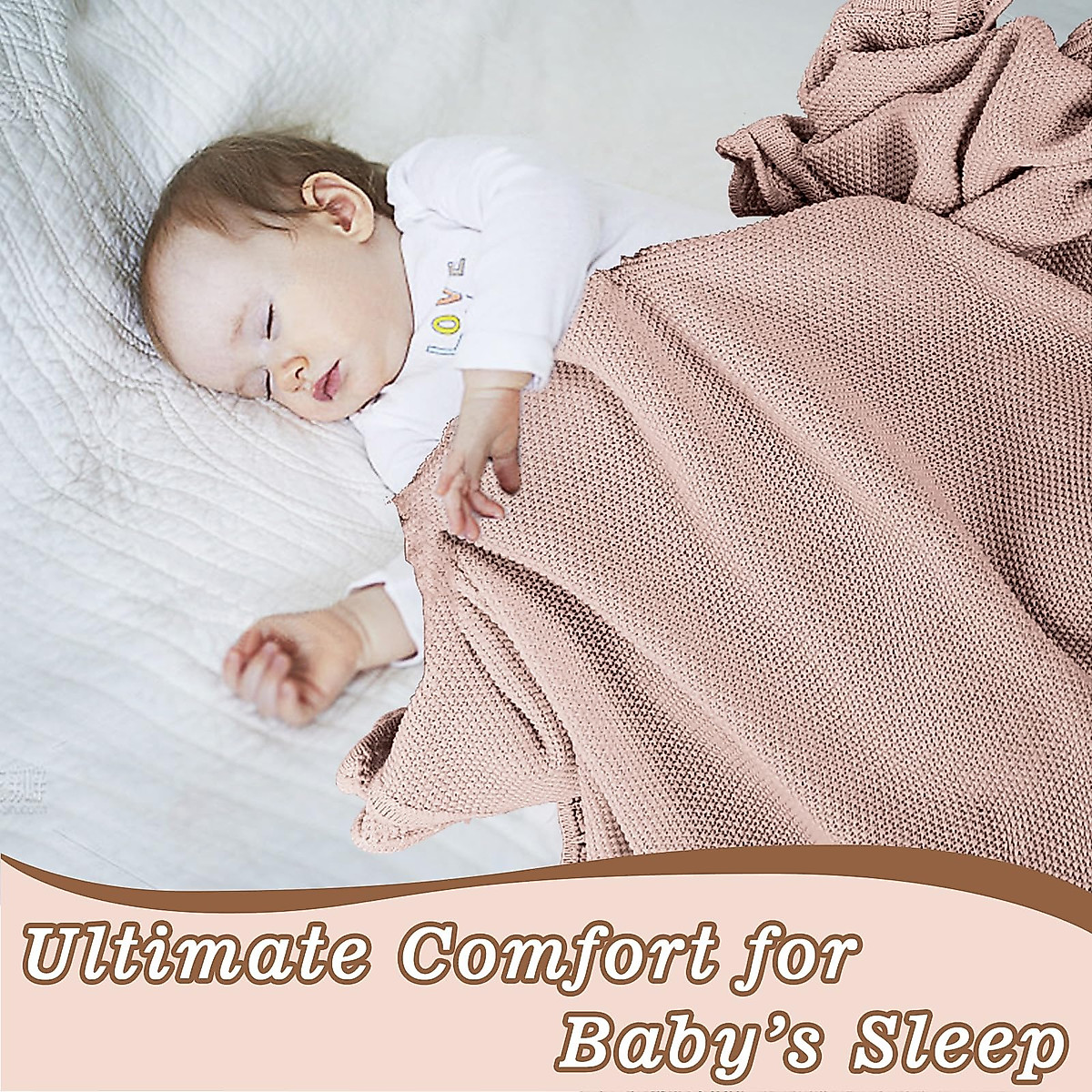 YOYI YOYI Cotton Baby Blanket Toddler Blankets Soft Warm Breathable Nursery Swaddling Blankets for Girls and Boys Receiving Blanket for Crib, Stroller, car31x40 inches (Dusty Rose)