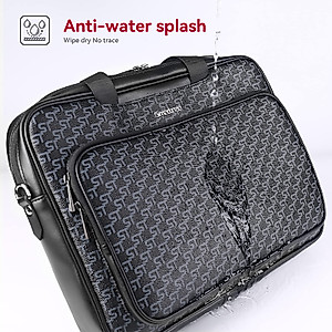 Smatree 13-14inch Logo Print Canvas Laptop Leather Briefcase for 13-14inch MacBook Air Bag,14inch Dell Inspiron Leather Briefcase for Men,14inch Leather Laptop Bag for Men,Black Blue