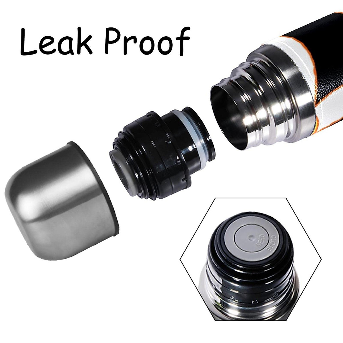 Stainless Steel Leather Vacuum Insulated Mug Flowers Thermos Water Bottle for Hot and Cold Drinks Kids Adults 16 Oz