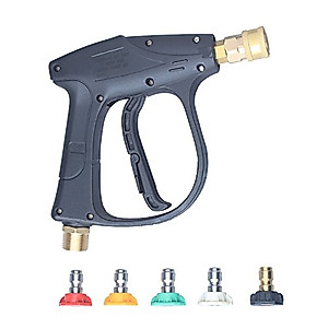 DUSICHIN DUS-220 Short Wand High Pressure Washer Handle Gun 3000 PSI Max 5 Pressure Power Washer Nozzles Tips