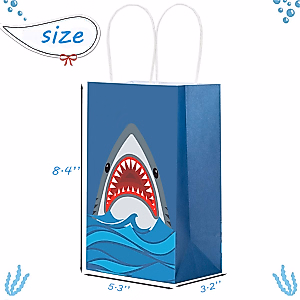 Funnlot Shark Party Bags Shark Birthday Party Supplies 12PCS Shark Goodie Bags Shark Gift Bags Shark Party Favor Bags for Shark Party Kids Birthday Party Decorations