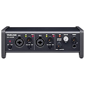 Tascam US-2x2HR 2 Mic 2IN/2OUT High Resolution Versatile USB Audio Interface for Recording, Streaming, Podcasting, Songwriting