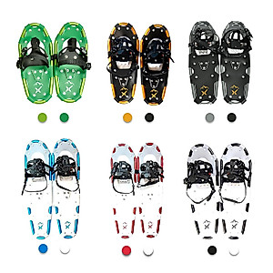 Xtrempro All Terrain Snowshoes with Trekking Poles,Lightweight Aluminum Snowshoes and Trekking Poles for Women/Men/Kids,Adjustable Ratchet Bindings and Carrying Tote Bag(Gold, 30)