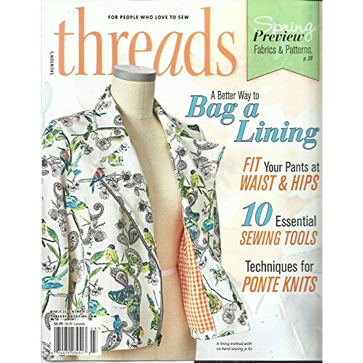 TAUNTON 'S THREADS MAGAZINE, SPRING PREVIEW FEBRUARY/MARCH, 2020 NO. 207