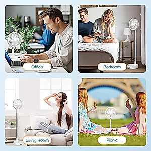 Assark 9'' Portable oscillating Standing Fan for Travel with Remote Control, 10000mAh Rechargeable Foldable USB Desktop Fan,4 Wind Speeds, Folded Floor Pedestal Fan For Room, Office, Travel