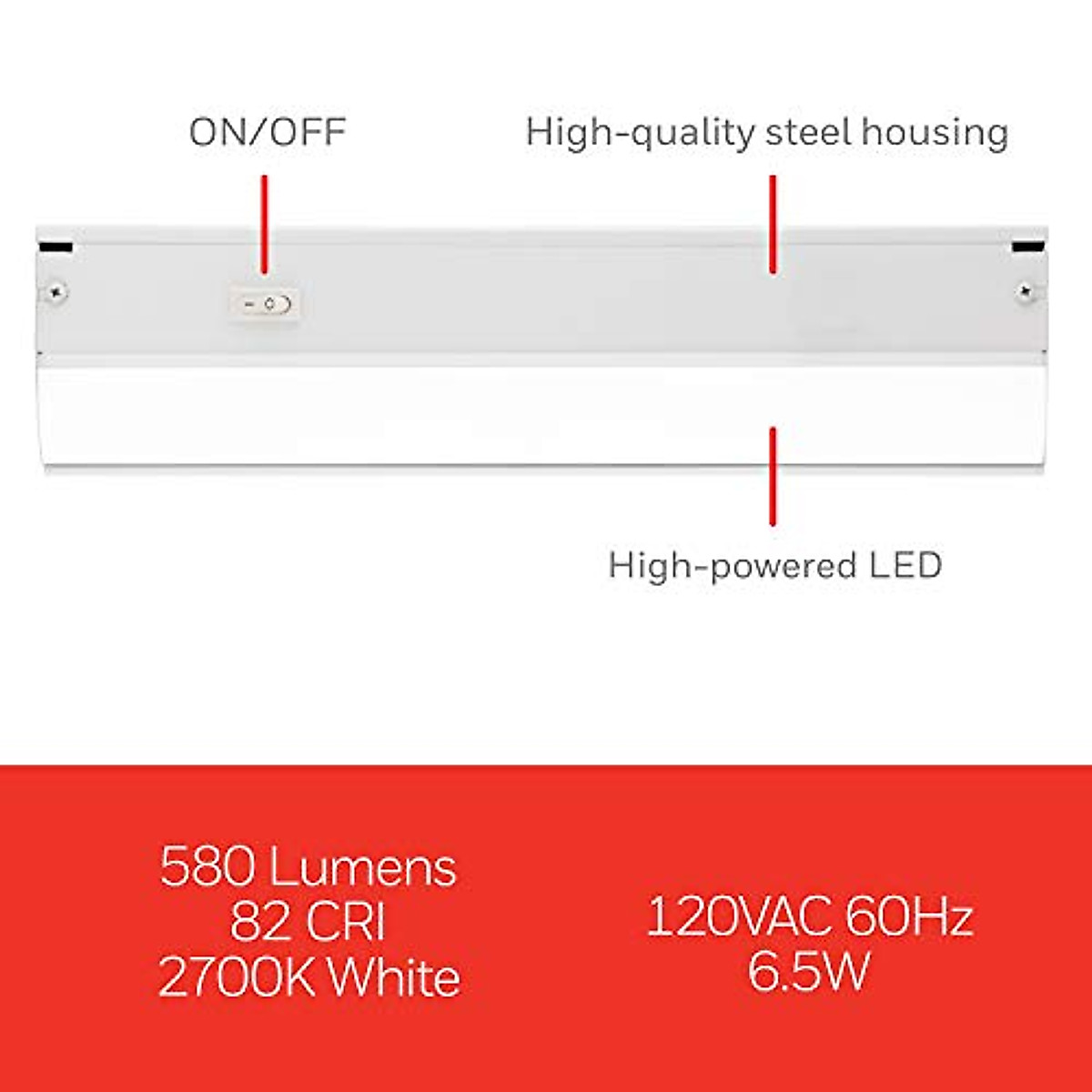 UltraPro 24 inch Hardwired Under Cabinet Lights, On/Off Only, 2700K Warm White, Under Cabinet Lighting, Under Counter Lights for Kitchen 44112