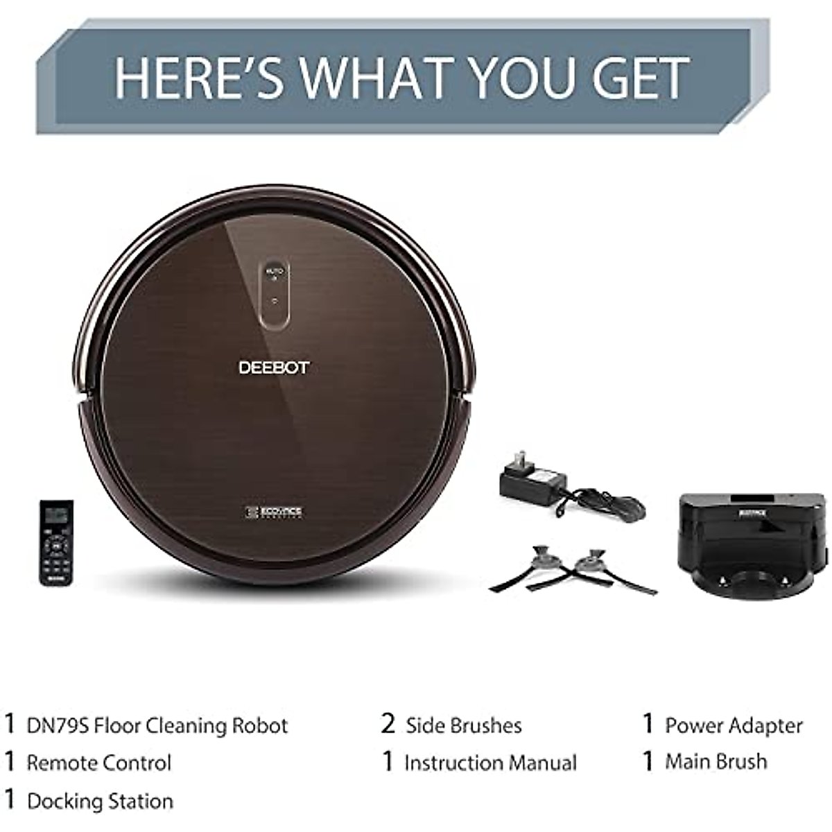 ECOVACS DEEBOT N79S Robotic Vacuum Cleaner with Max Power Suction, Upto 110 Min Runtime, Hard Floors and Carpets, Works with Alexa, App Controls, Self-Charging, Quiet
