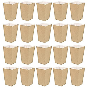 BESTOYARD 50pcs Popcorn Box Kraft Paper Popcorn Holder Classic Open-top Popcorn Boxes Reusable Oil-Proof Snack Containers for Movie Theater Wedding Birthday Parties (9x9x13cm)