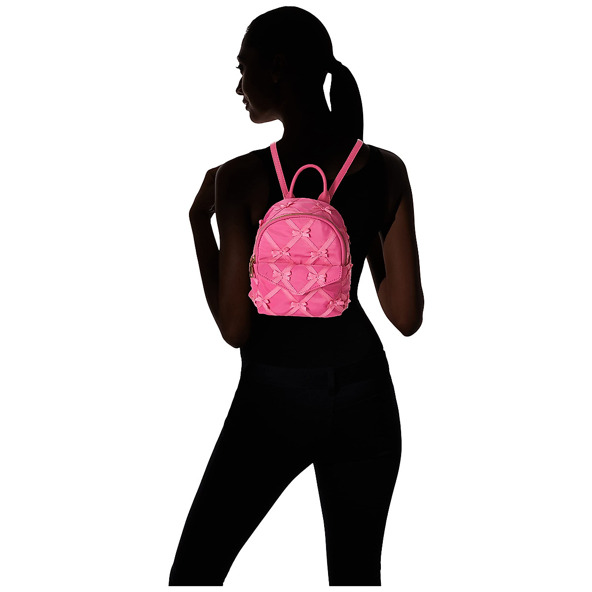 Betsey Johnson Women's Bow-Peep Nylon Mini Backpack, Pink, One Size