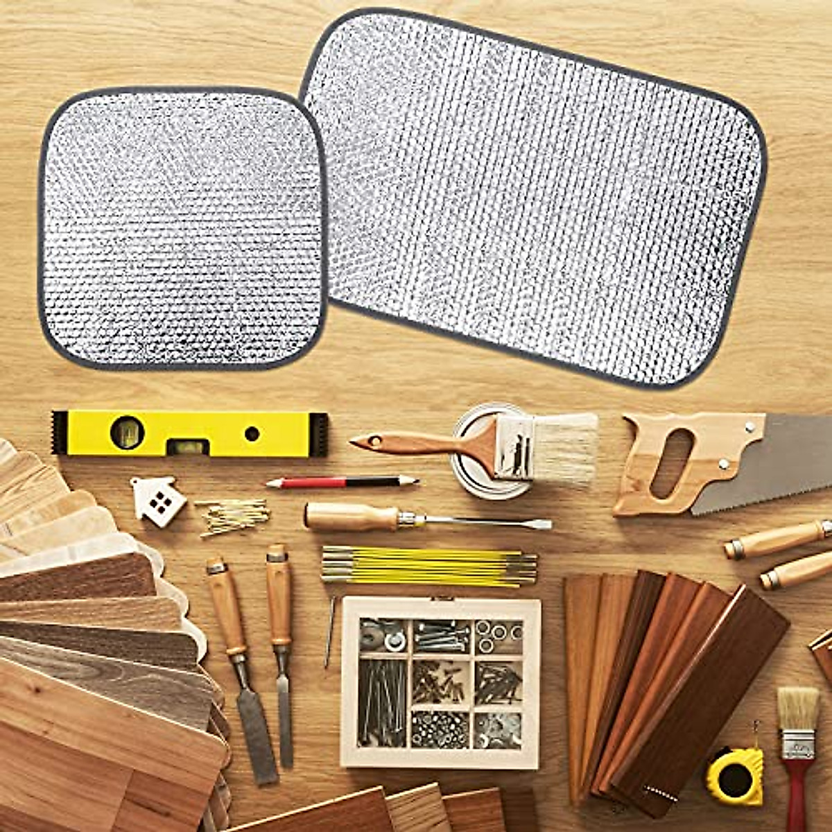 2 Pieces RV Door Window Skylight Shade Sunshield Reflective Window Cover, 25 x 16 Inch, 16 x 16 Inch, RV Insulation Car Windshield Camper RV Skylight Insulator, with Clear Double-Sided Tape (Silver)