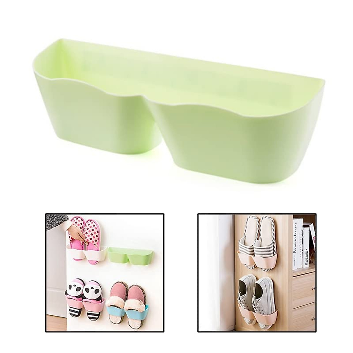 MACIMO Wall Mounted Shoe Hanger Shoe Organizer Shelf Hanging Shoe Storage Rack Shoes Organizers (Color : Green)
