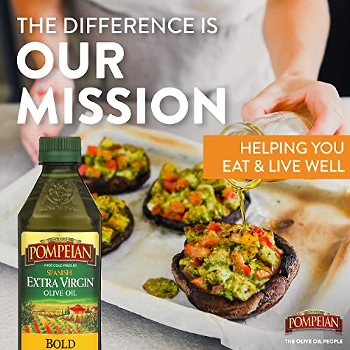 Pompeian Spanish Bold Extra Virgin Olive Oil, First Cold Pressed, Strong, Fruity Flavor, Perfect for Dipping and Drizzling, 16 FL. OZ.