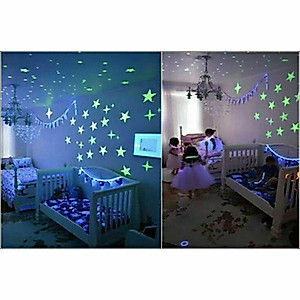 216 PCS Glow in Dark Stars and Moon, Glowing Stars Stickers for Ceiling and Wall Decals, Perfect for Kids Bedding Room or Party Birthday Gift