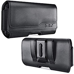 DeBin Cell Phone Case for iPhone SE, iPhone 8, 7, 6s, 6 Premium Leather Belt Holster Case with Belt Clip Carrying Pouch Cover for Men Women (Fits iPhone with Otterbox Case on) Black