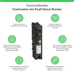 Square D - HOM120PCAFIC Homeline Circuit Breaker, 20-Amp, 120V, 1-Pole CAFCI , Plug-On Neutral