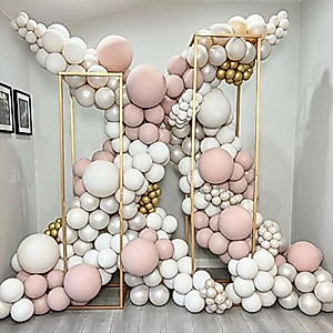 Berichest Double-Stuffed Dusty Pink and Pearl Ivory White Balloon Garland Arch Kit, Metallic Golden Balloons for Baby Shower Birthday Bridal Engagement Anniversary Party Backdrop Decoration