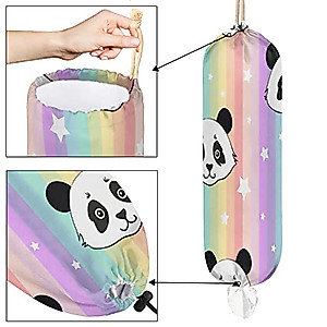 Panda Rainbow Star Grocery Plastic Bag Holder Wall Mount Plastic Bag Organizer Washable Large Hanging Plastic Bag Holder Shopping Bag Storage Dispenser Trash Bag Holder Home Kitchen