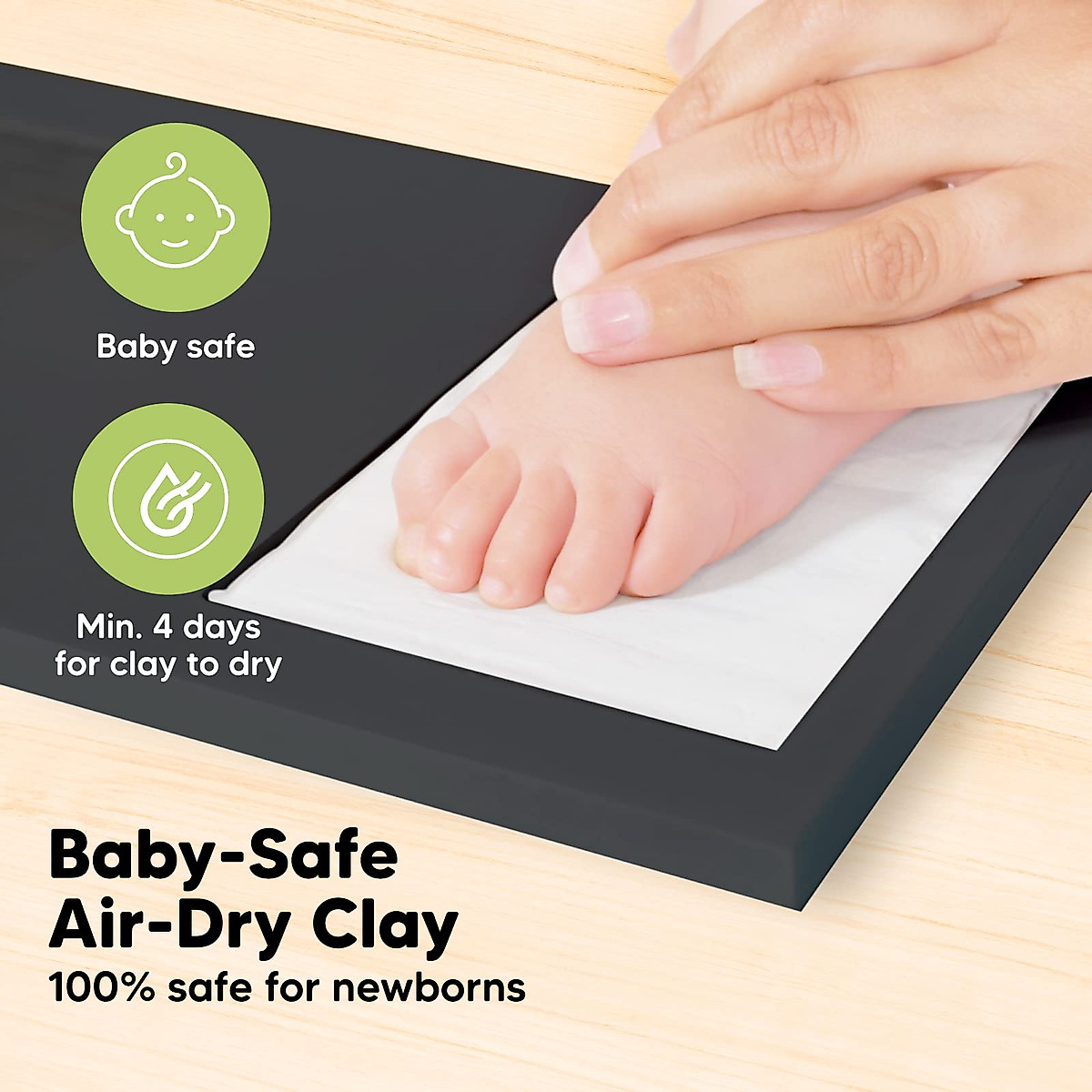 Baby Hand and Footprint Kit - Baby Footprint Kit, Newborn Keepsake Frame, Baby Handprint Kit, Personalized Baby Gifts, Nursery Decor, Baby Shower Gifts for Girls Boys (Onyx Black)