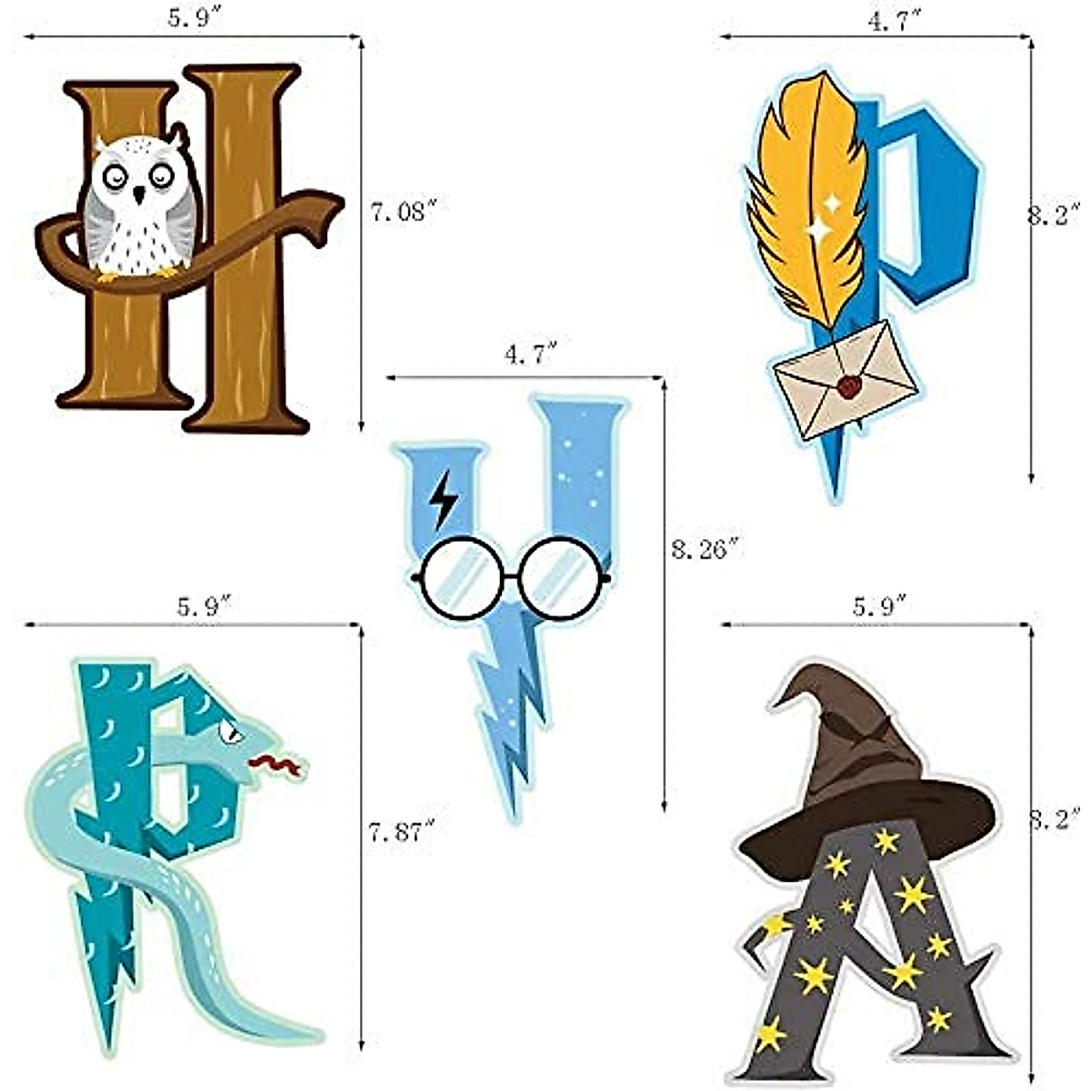 Birthday Party Decoration Boys Magical Wizard Themed Party Decorations Happy Birthday Banner Cupcake Toppers Balloons Party Supplies For Harry Magical Potter Birthday (Golden)