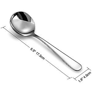 KEAWELL Premium 4-Piece 7" Louise Soup Spoons, 18/10 Stainless Steel, Dishwasher Safe