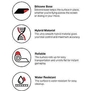 Mad Catz The Authentic G.L.I.D.E. 19 High Performance Gaming Mouse Pad Water Resistant Gaming Surface With Heat Bonded Edges And Non-Slip Silicone Base 12.4 x 15.4 in, Black