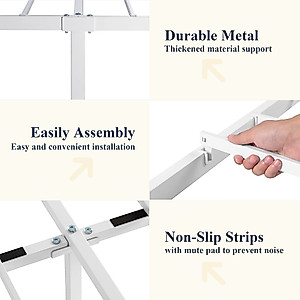 Allewie Full Size Metal Platform Bed Frame with Victorian Style Wrought Iron-Art Headboard/Footboard, No Box Spring Required，White