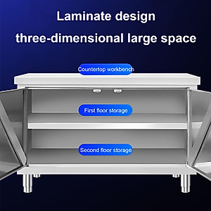 Double Door Storage Cabinet Work Table Stainless Steel Kitchen Restaurant Prep Table Multifunctional Practical Work Table Chopping Vegetables Chopping Bones Kneading Without Shaking(80x50x80cm)