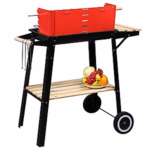 Charcoal Grill Outdoor With Side Tables, Barbecue Grill Backyard Griller Party Bbq Picnic Patio Cooking Charcoal Bbq for Wedding Gift 33.46"L x 16.54"W x33.86"H