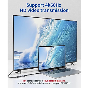 JSAUX USB Type C to Mini DisplayPort Adapter 4K@60Hz, C to Mini Display Port Dongle Cable, Compatible with MacBook Pro 2019 2018, Dell XPS, Samsung Galaxy S21 S20 Plus-Grey