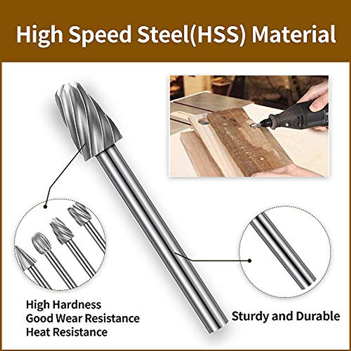 20Pc HSS Router Carbide Engraving Bits and Router Bit Set with 1/8"(3mm) Shank for Power Rotary Tools Accessories for DIY Woodworking, Carving, Engraving, Drilling, Sculpting