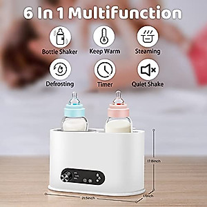 Baby Bottle Warmer, 5-in-1 Fast Baby Milk Warmer for Breastmilk or Formula Bottle Warmer Milk Warmer with 3 Shaking Modes/Keep Warming/Steaming/Thaw/LED Display