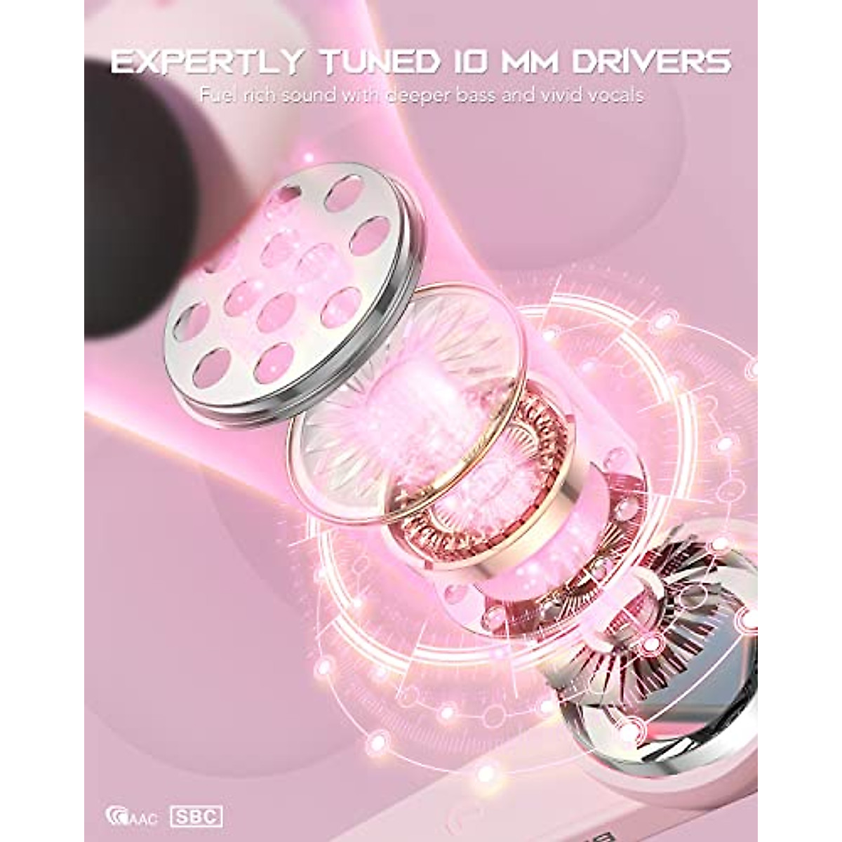 Black Shark Bluetooth Earbuds Wireless Earbuds with Emoji LED Light, Gaming Earbuds with 45ms Ultra Low Latency, Bluetooth 5.1, Music and Gaming Dual Modes, 24H Playtime, IPX5 Waterproof- Pink